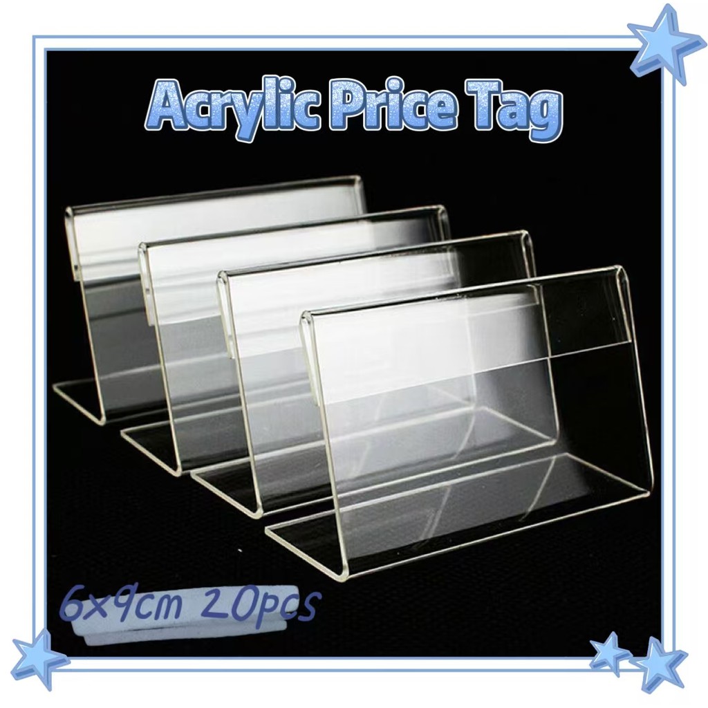 L Type Table Sign Display Stand Price Card Holder 20Pcs/set Acrylic ...