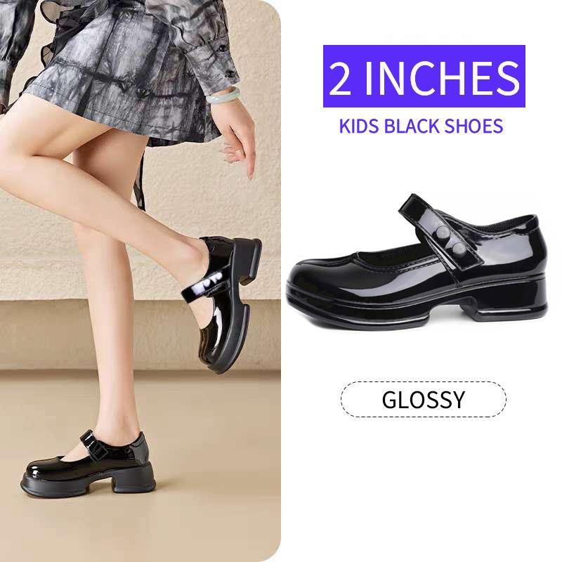 2 inch Glossy High heel black shoes for girls Fashion School shoes ...