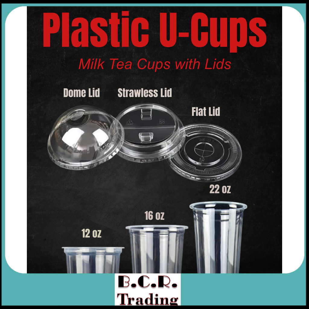 Plastic U-Cups 12oz, 16oz, 22oz with Lids 100pcs per Pack | Shopee ...