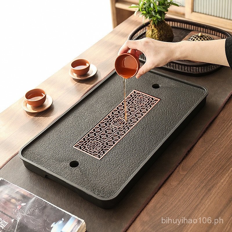 Light Luxury Home Imitation Black Gold Porcelain Stone Tea Tray Tea Set ...