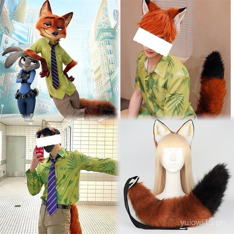 Zootopia Nick Fox Costume Set with Ears, Headband, and Realistic Fox ...