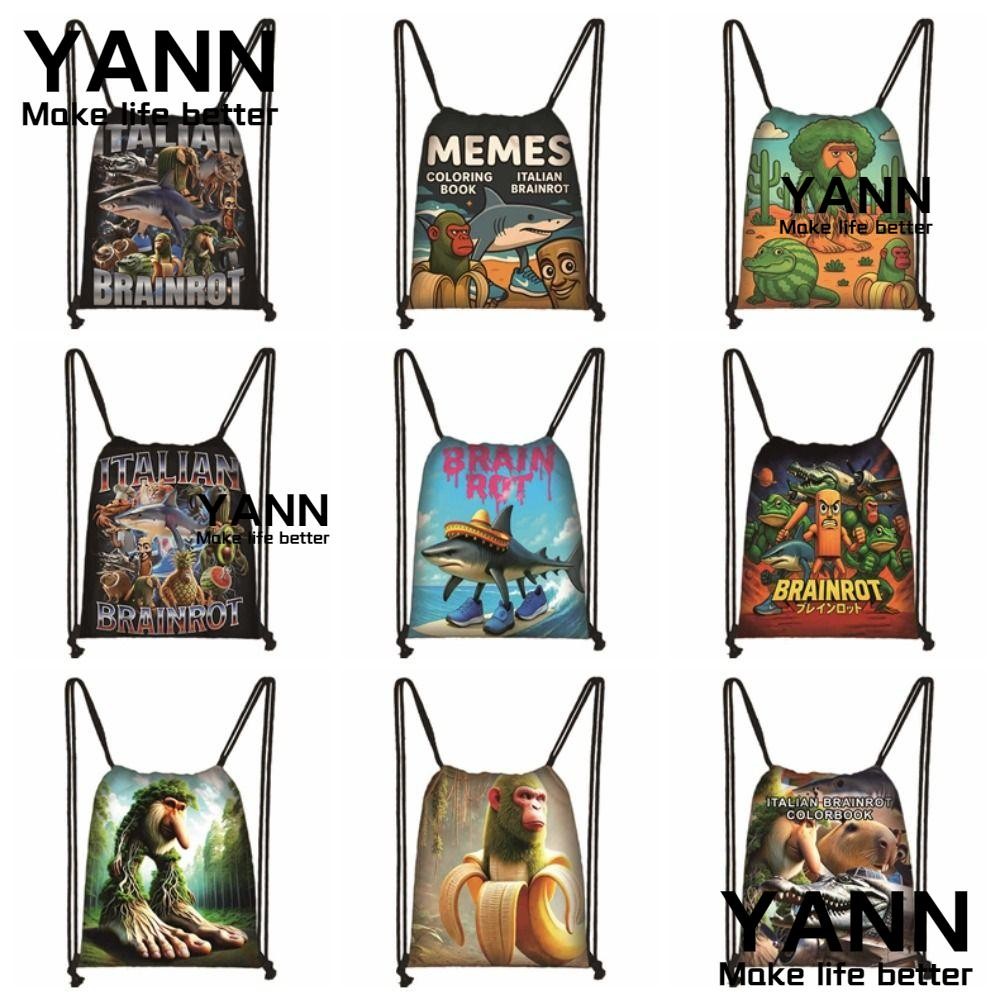 YANN Tung Tung Tung Sahur Drawstring Bag, Brain Rot Large Capacity ...