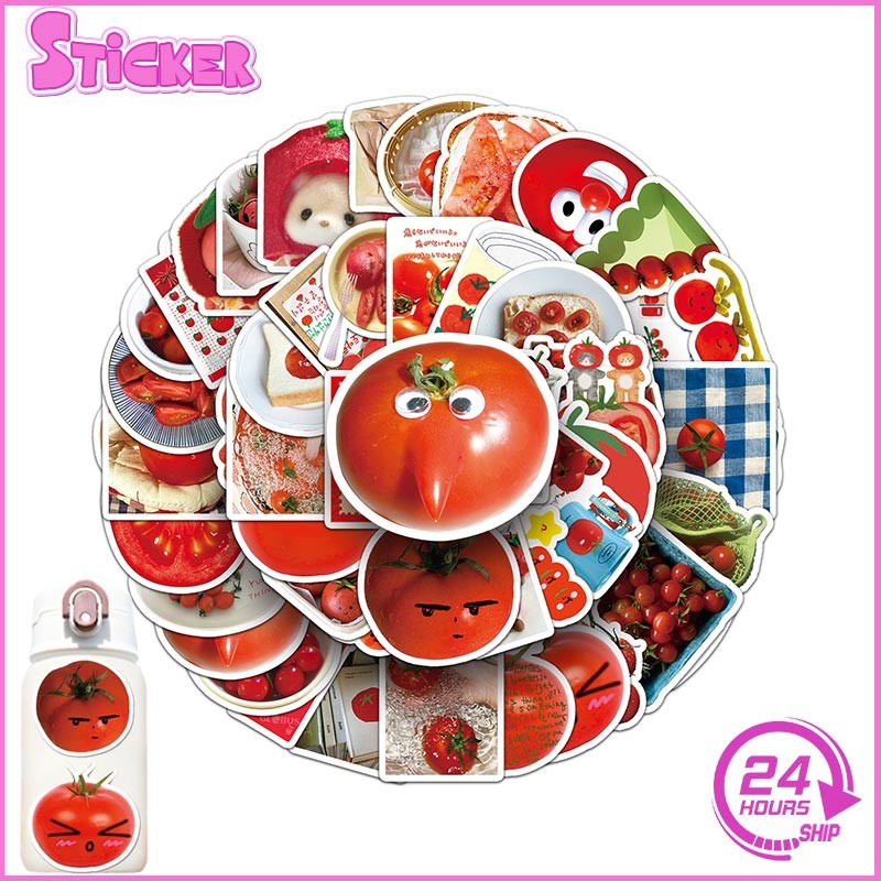 50pcs Red Tomato Ins Stickers PVC Waterproof DIY Journal Planners ...