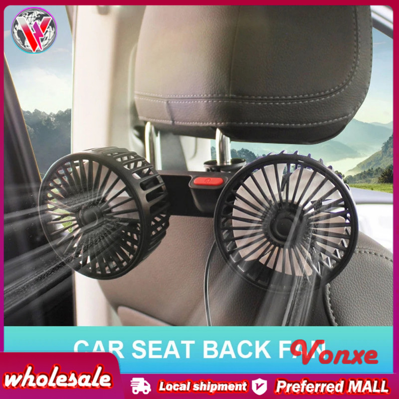 Car Rear Fan 360 Degrees Adjusted Double-headed USB Fans 3 Speeds Wind ...