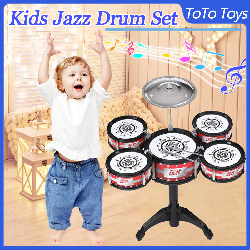 Children Kids Jazz Drum Set Musical Educational Instrument Toy 5 Drums ...