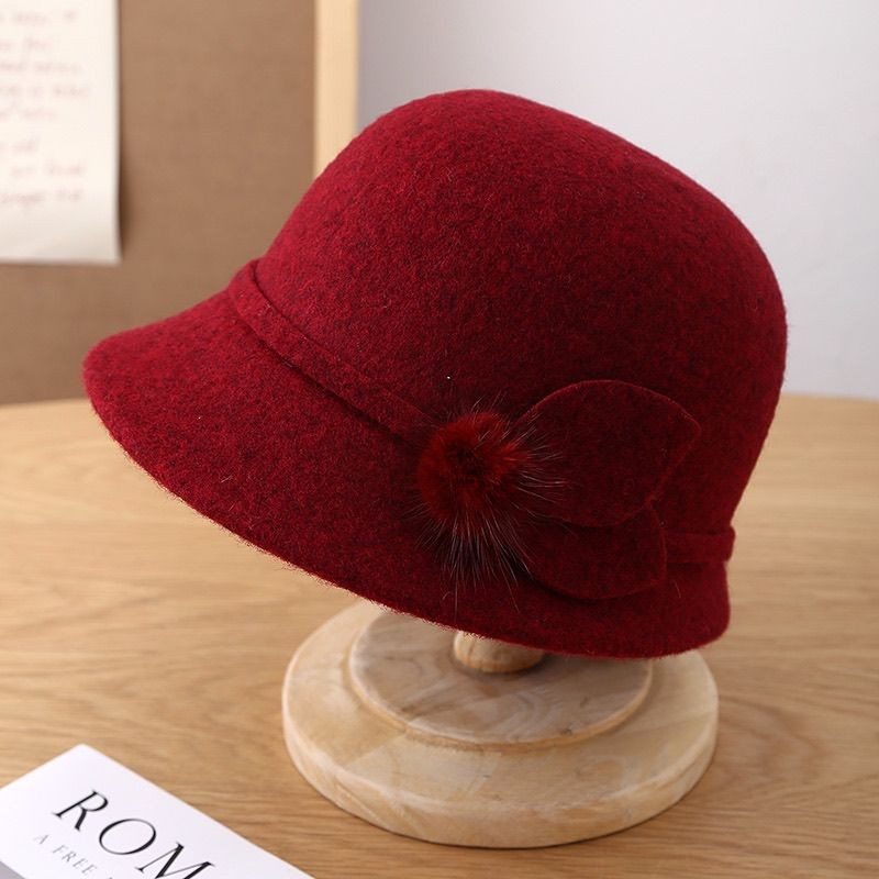 Ghgf Autumn Winter Middle-aged Elderly Hat Mother Wool Basin Hat ...