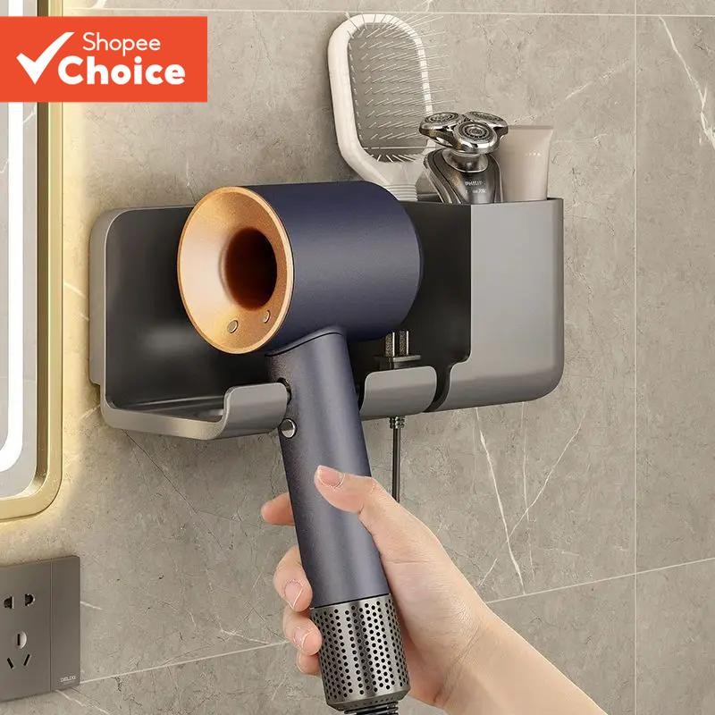 Hair Dryer Bracket - No Punching Bathroom Hanging Rack for ...