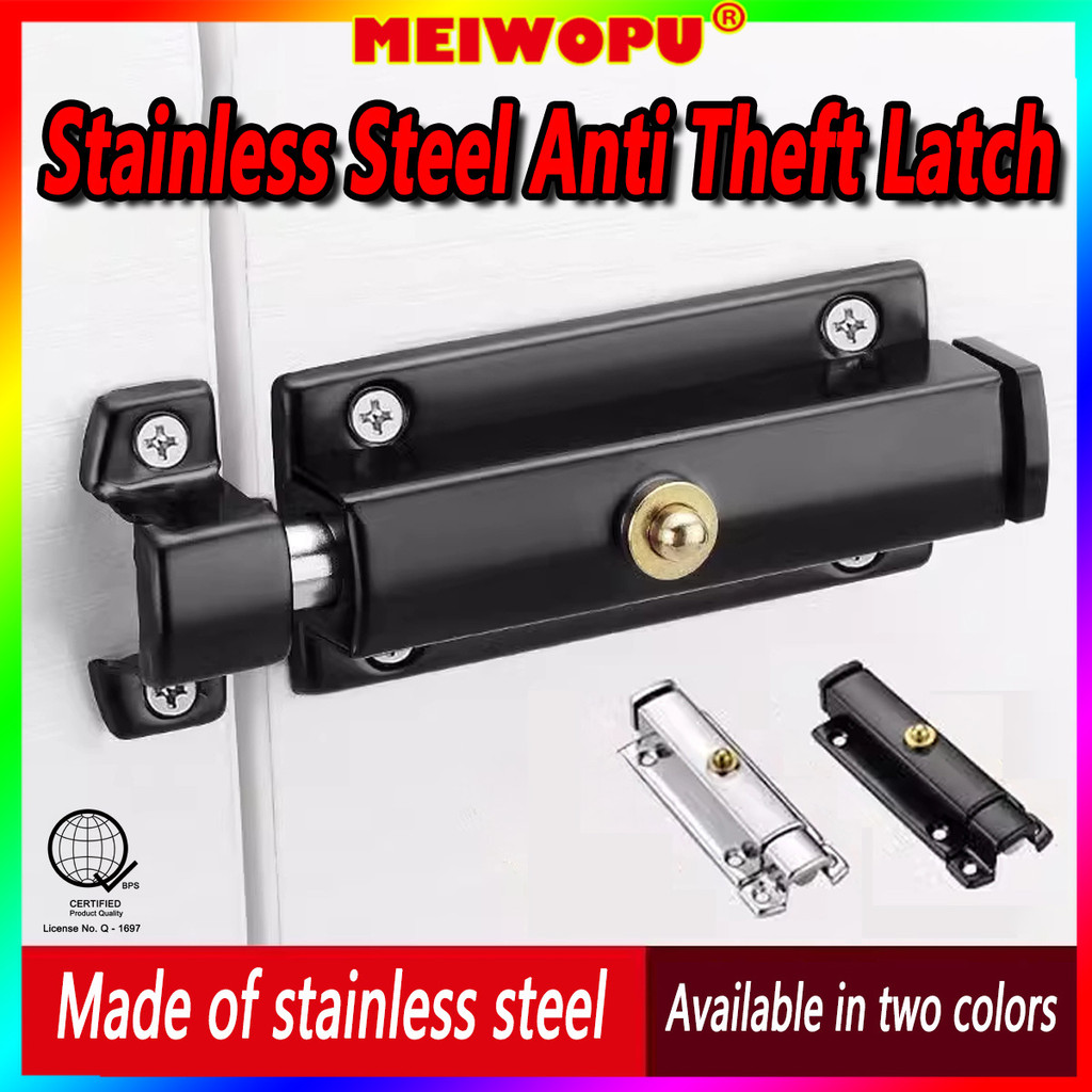 Stainless Steel Anti Theft Latch Button Rust Proof Door Bolt Household ...