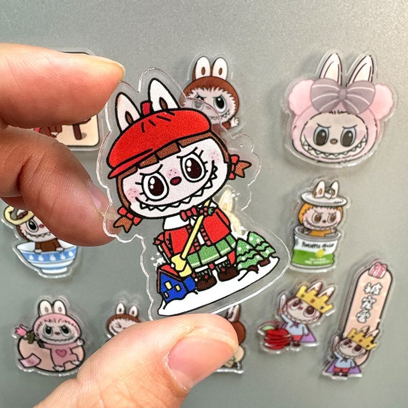 Labubu refrigerator Sticker Labubu Acrylic Sticker Creative Decorative ...
