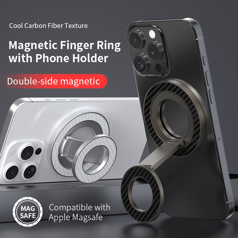 Double Magnetic Cell Phone Ring Holder Compatible with iPhone 16 12 13 ...