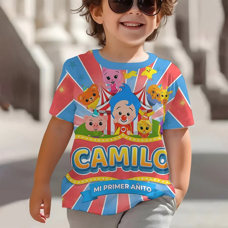 Lovely Plim-Plims Kids T-Shirt 3D Cartoon Print Casual Playwear for Boys and Girls Ages 2-11 ...