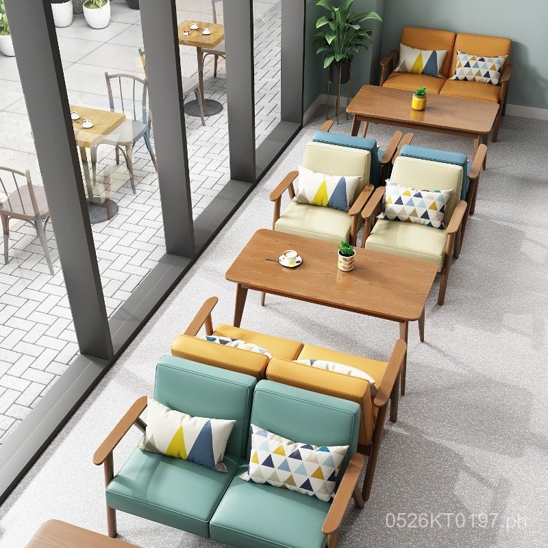 Combination Milk Tea Shop Rest Area Sofa Negotiation Coffee Shop Solid ...