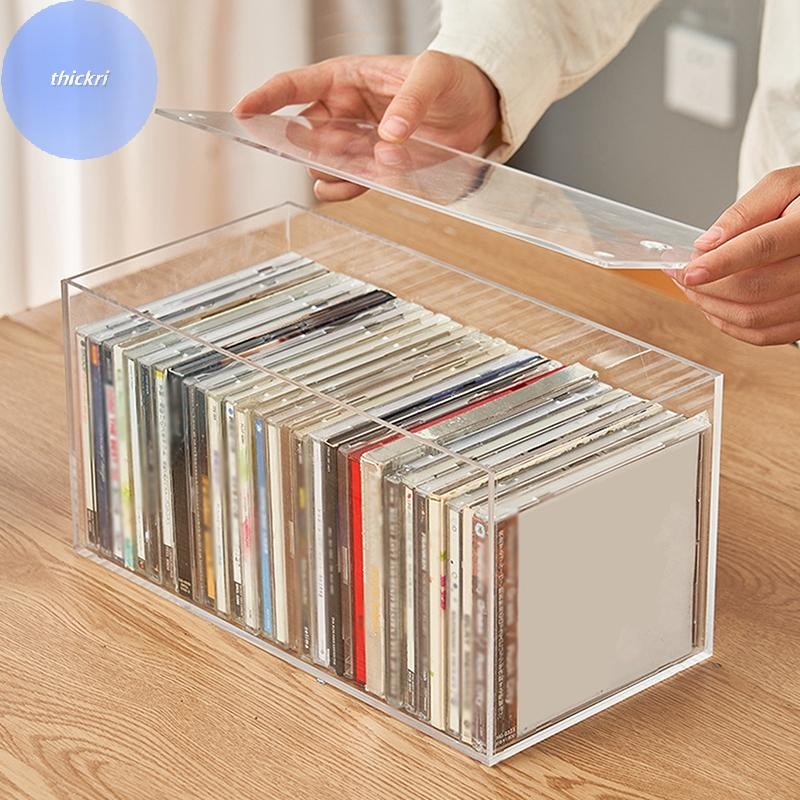 THICH Acrylic DVD/CD Storage Box, Clear DVD Holder Case With Lid ...