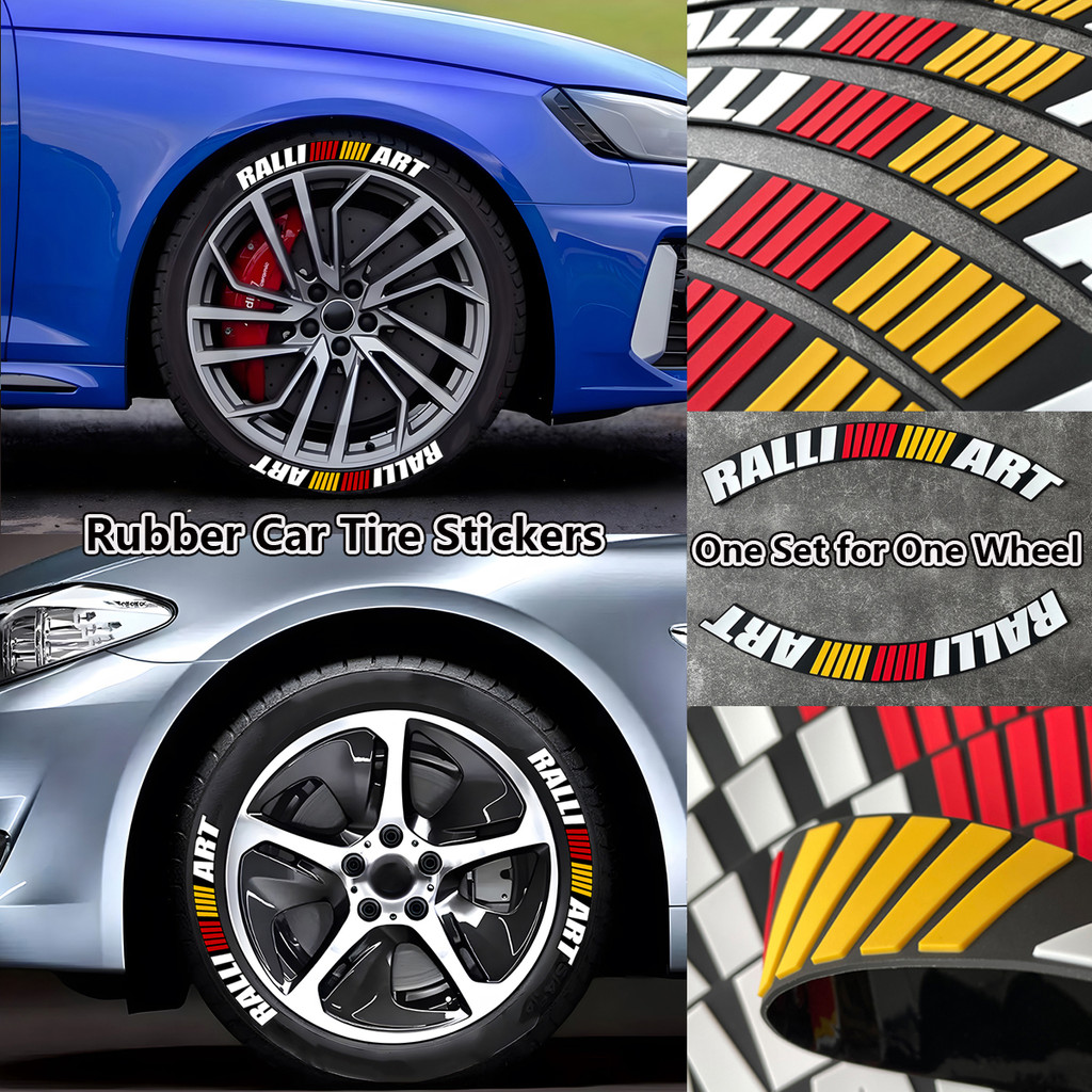 Mitsubishi 3D Siamese Tire Letter Stickers Car Wheels Rubber Decorative ...