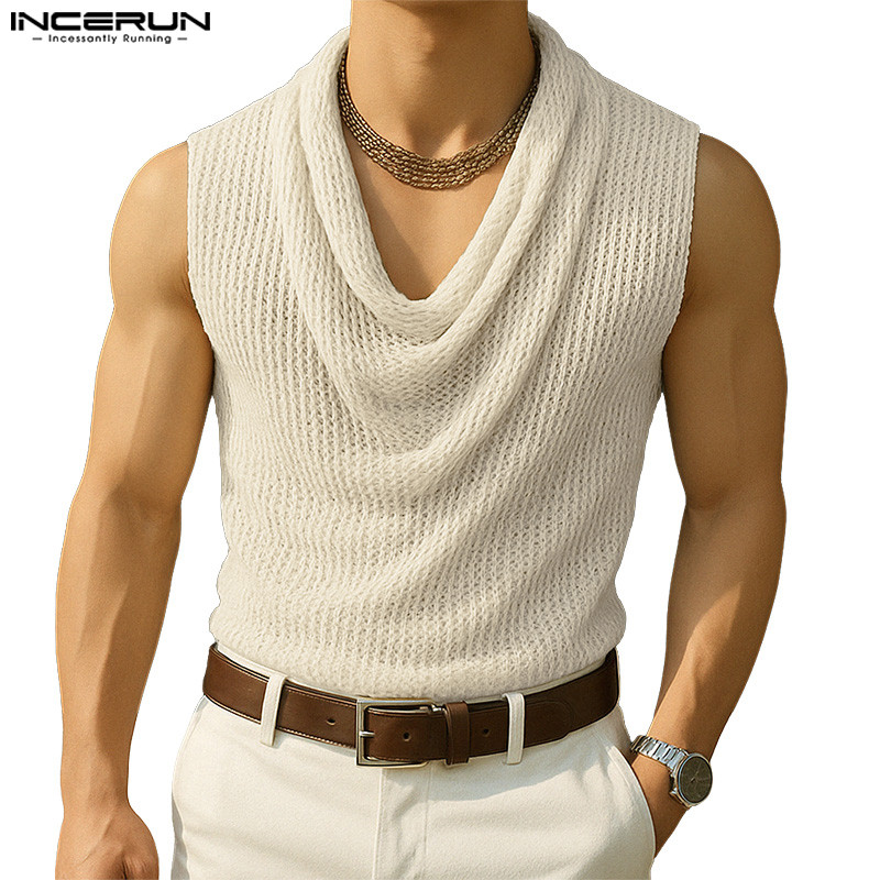 INCERUN Men's Swing Neck Texture Tank Top | Shopee Philippines