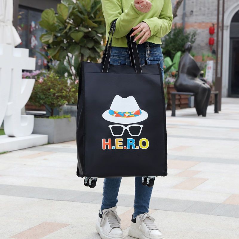 Folding Storage Travel Bag Boarding Belt Pulley Luggage Bag Supermarket ...
