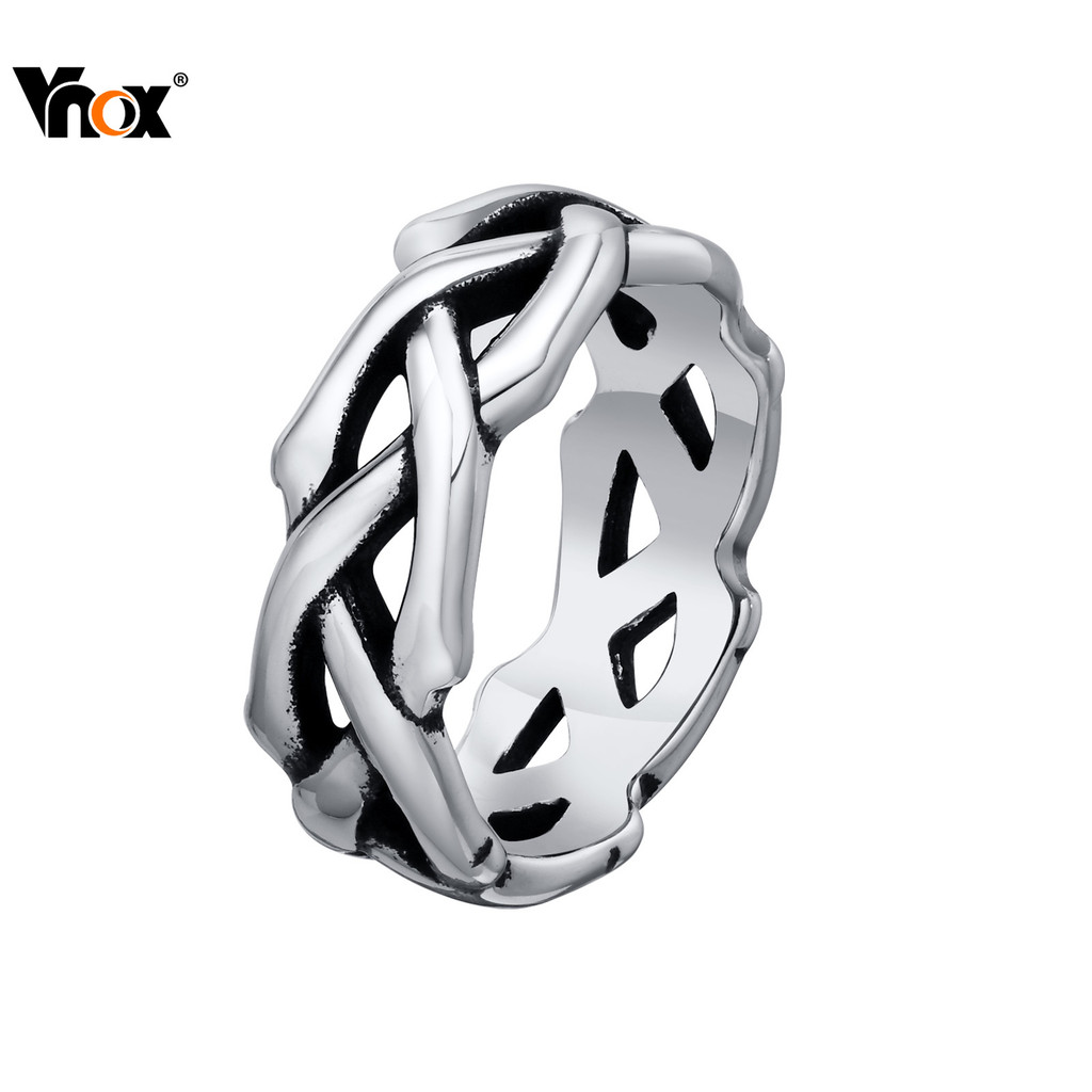 Vnox Fashion Twisted Chain Ring Men's Ring, Stainless Steel Never Fade ...