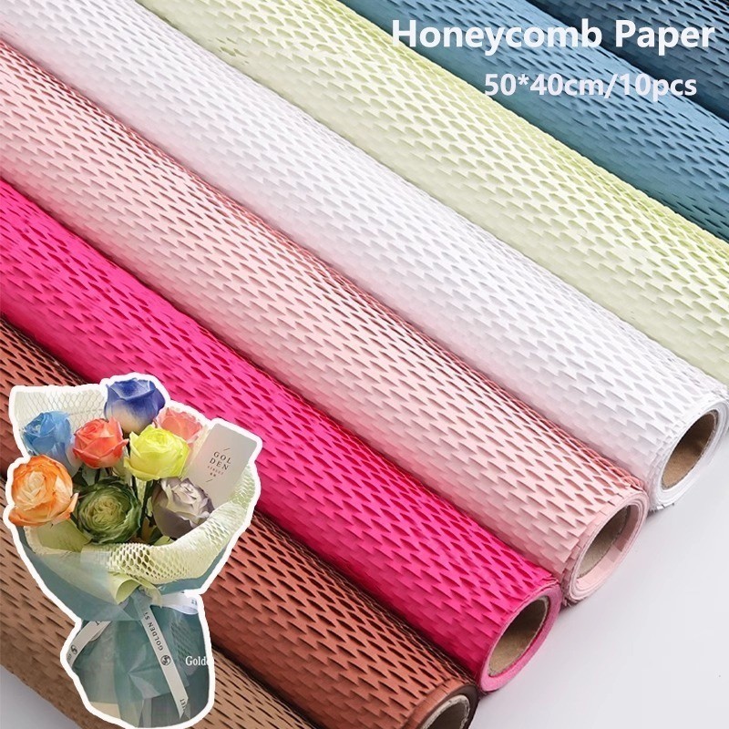 10Pcs 50x40cm Colored Honeycomb Package Paper Lining Art Paper Floral ...