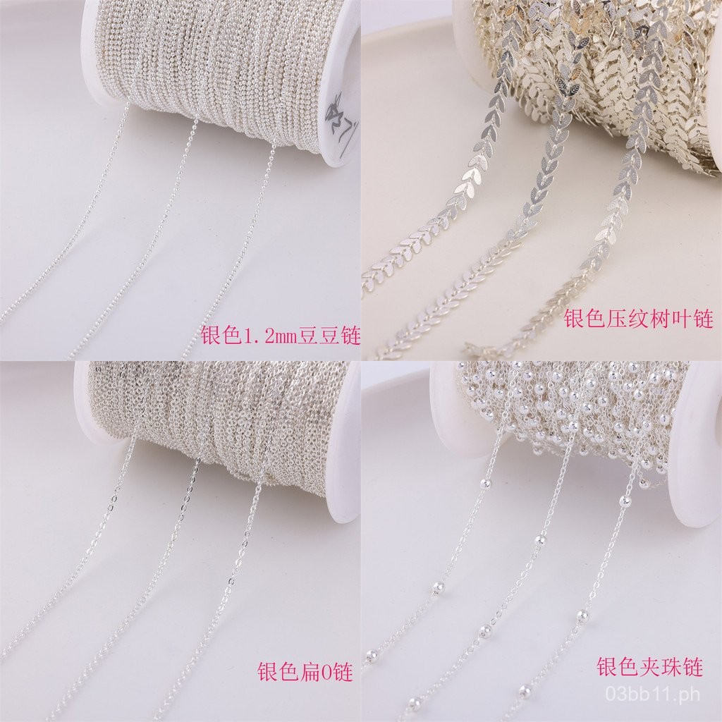 14K Silver-Plated Color-Retaining Heart Chain Extension Chain diy ...
