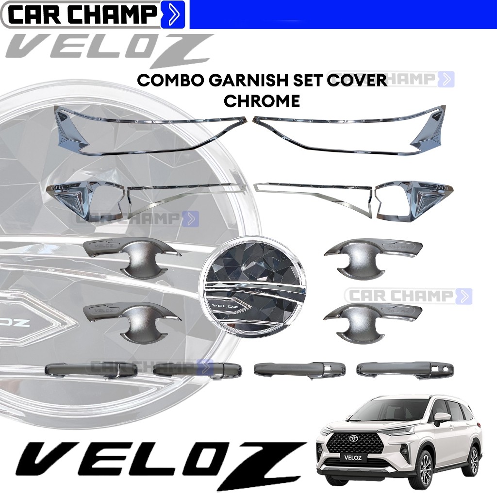 Toyota Veloz 2022 to 2025 Garnish Combo Matte Black / Chrome ( Car ...
