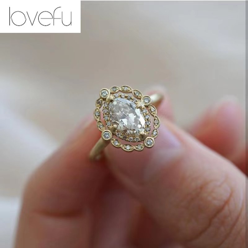 18K Saudi Gold Pawnable Full Diamond Light Blue Topaz Ring with ...