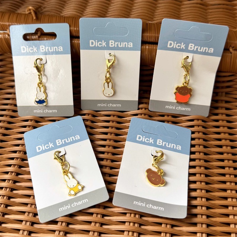 Cute Miffy Rabbit Mini Metal Pendant Cartoon Bear Keychain Mobile Phone ...