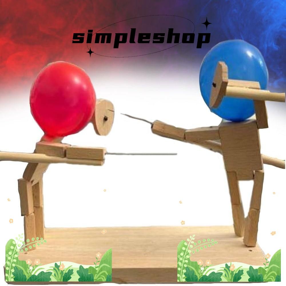 SIMPLESHOP Balloon Bamboo Man Battle, with 20 Balloons Wooden Fighter ...