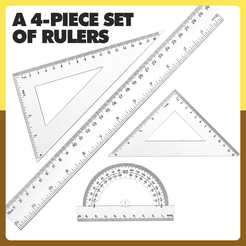 30cm ruler set ruler compo set school supplies measurement square ...