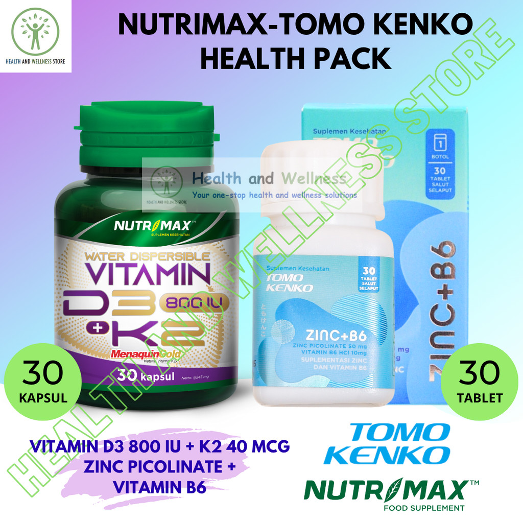 Nutrimax Vitamin D3 K2 D3 800 IU K2 40 Mcg Tomo Kenko Zinc B6 Tablet ...