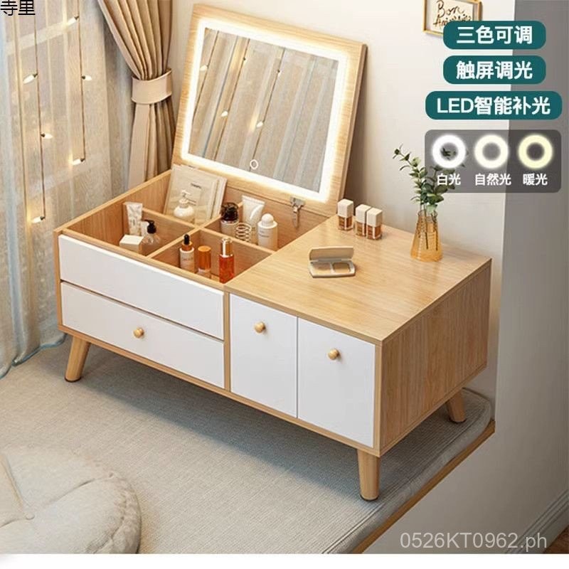 Dressing Table with Mirror, Flip-top Small Vanity Desk for Small Spaces ...