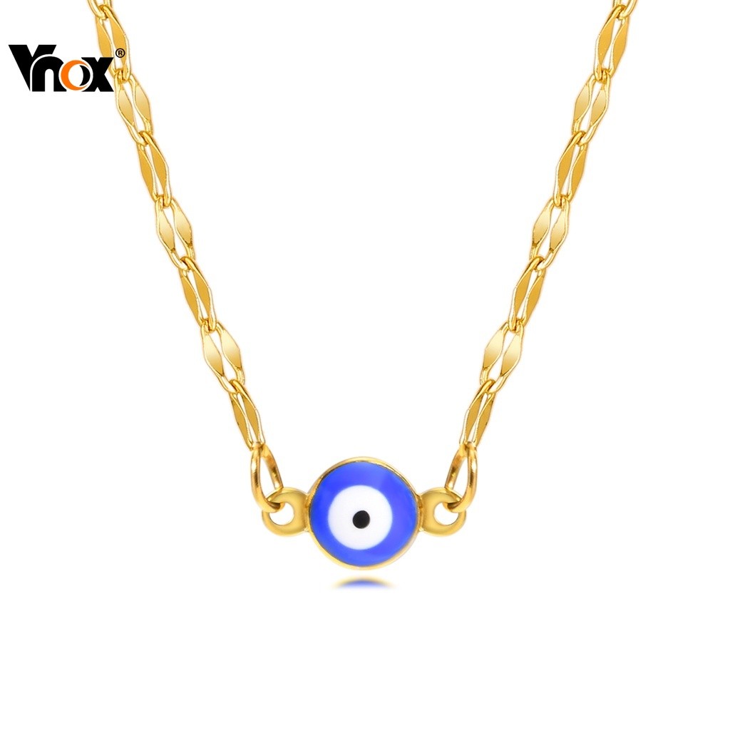 Vnox Eye of the Devil Gold Necklace for Women.Stainless Steel Lip Chain ...