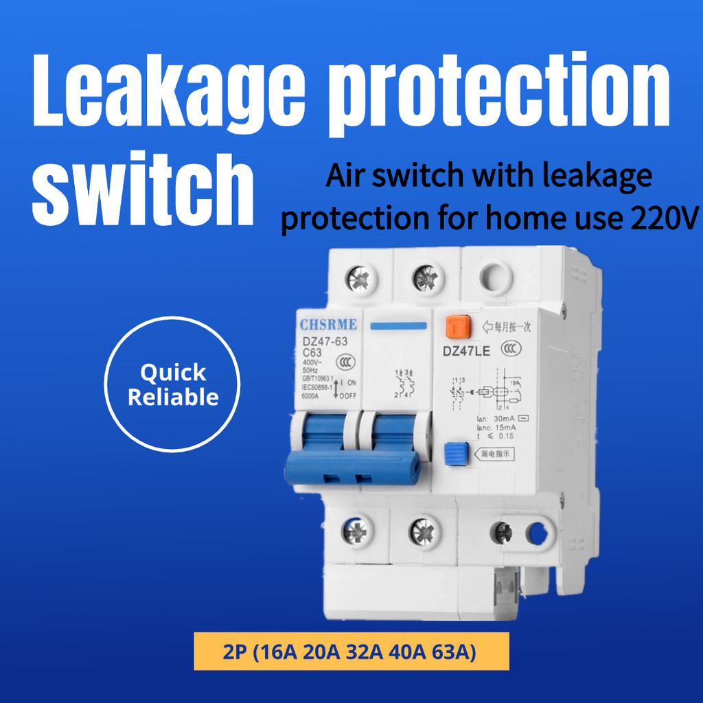 DZ47 air open home Leakage protector Air switch miniature circuit breaker 2P 16a 20a 32a 40a 63a ...