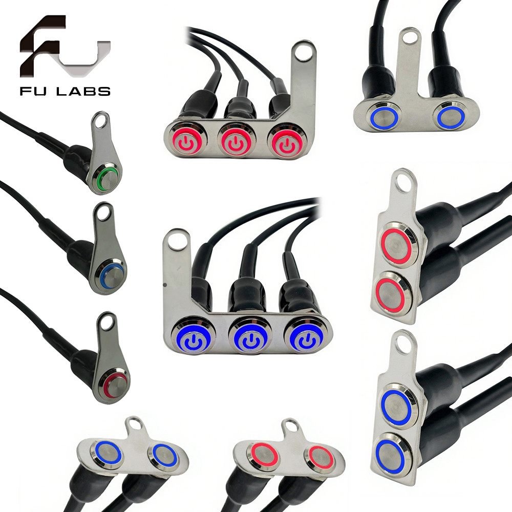 12V 16mm Waterproof LED Halo Switch Double ON-OFF Button Switch 2in1，3 ...