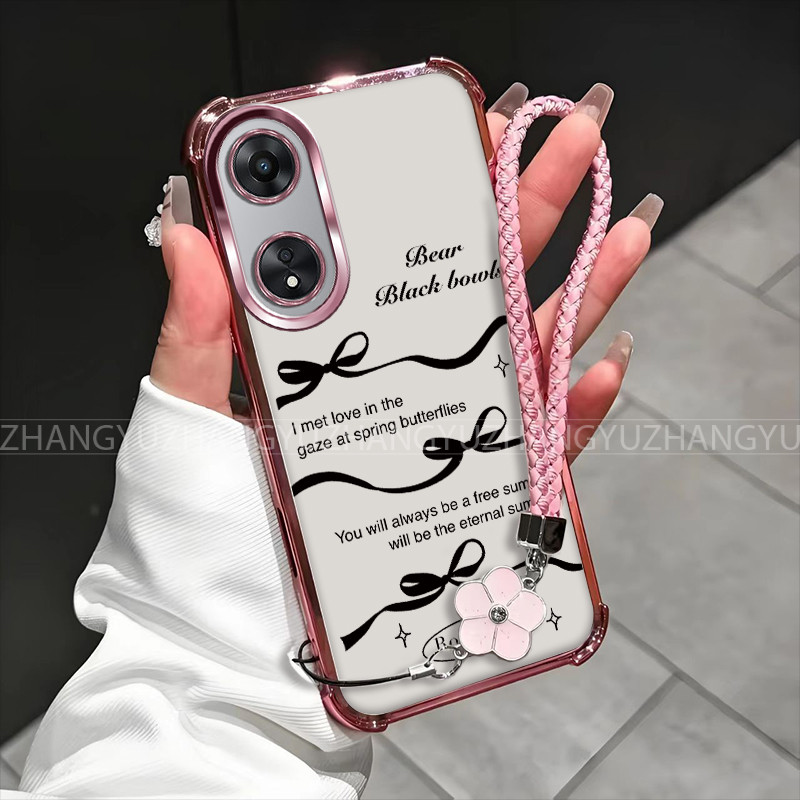 Case For OPPO A18 A38 A17 A17K A97 A98 5G Phone Case English Bow Strap ...