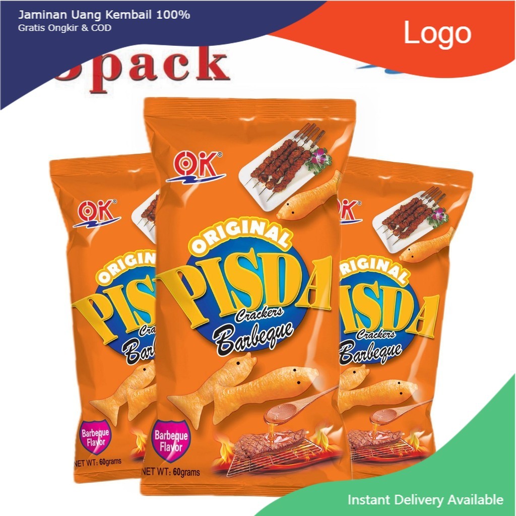 OK ORIGINAL PISDA Fish Shaped BBQ Flavor Snacks Potato Chips Biscuits ...