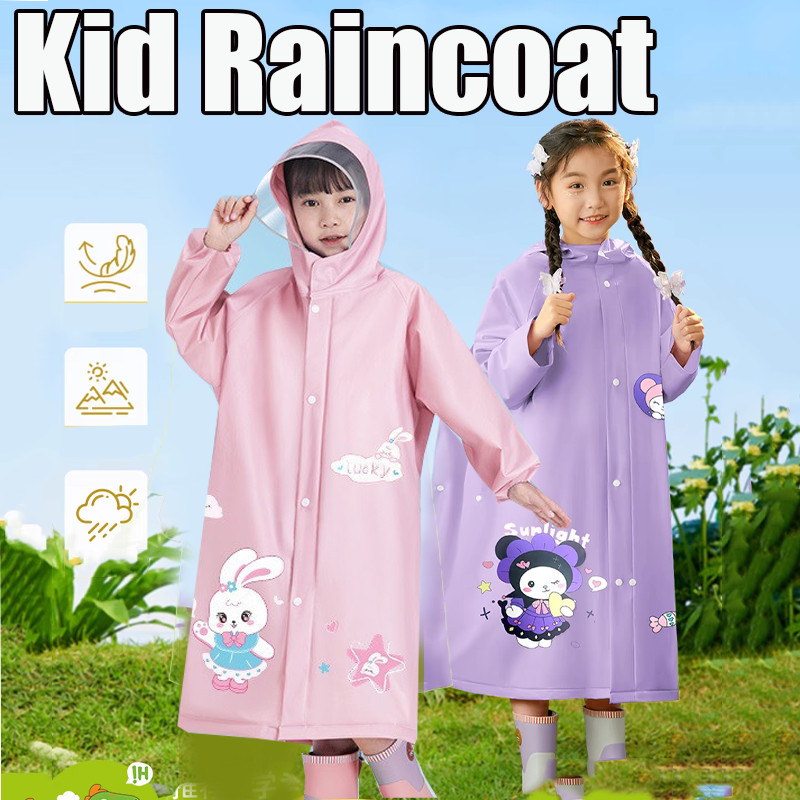 PVC Cartoon Kid Raincoat Children Kuromi Rain Poncho Backpack Waterproof Student RainWear for ...