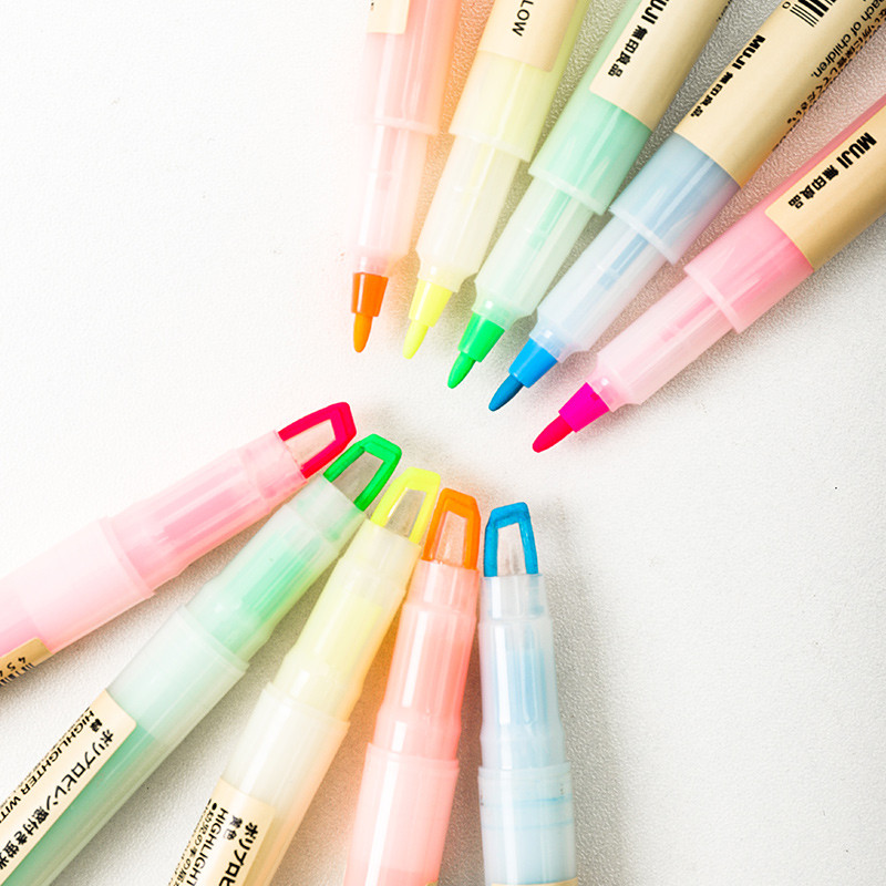Japan Japan MUJI MUJI Stationery Color Highlighter Double-Headed Window ...