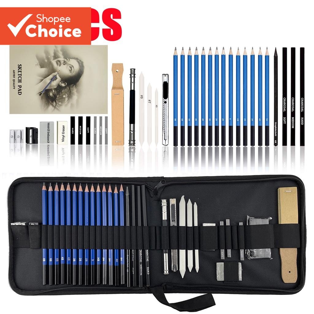 35-Piece Professional Drawing Kit with Sketching Pencils, Charcoal ...