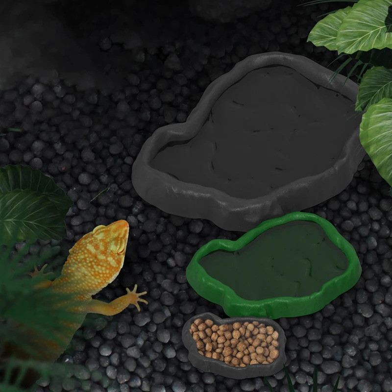 ABS Resin Reptile Rock Food and Water Dish Feeder Bowl for Tortoise ...