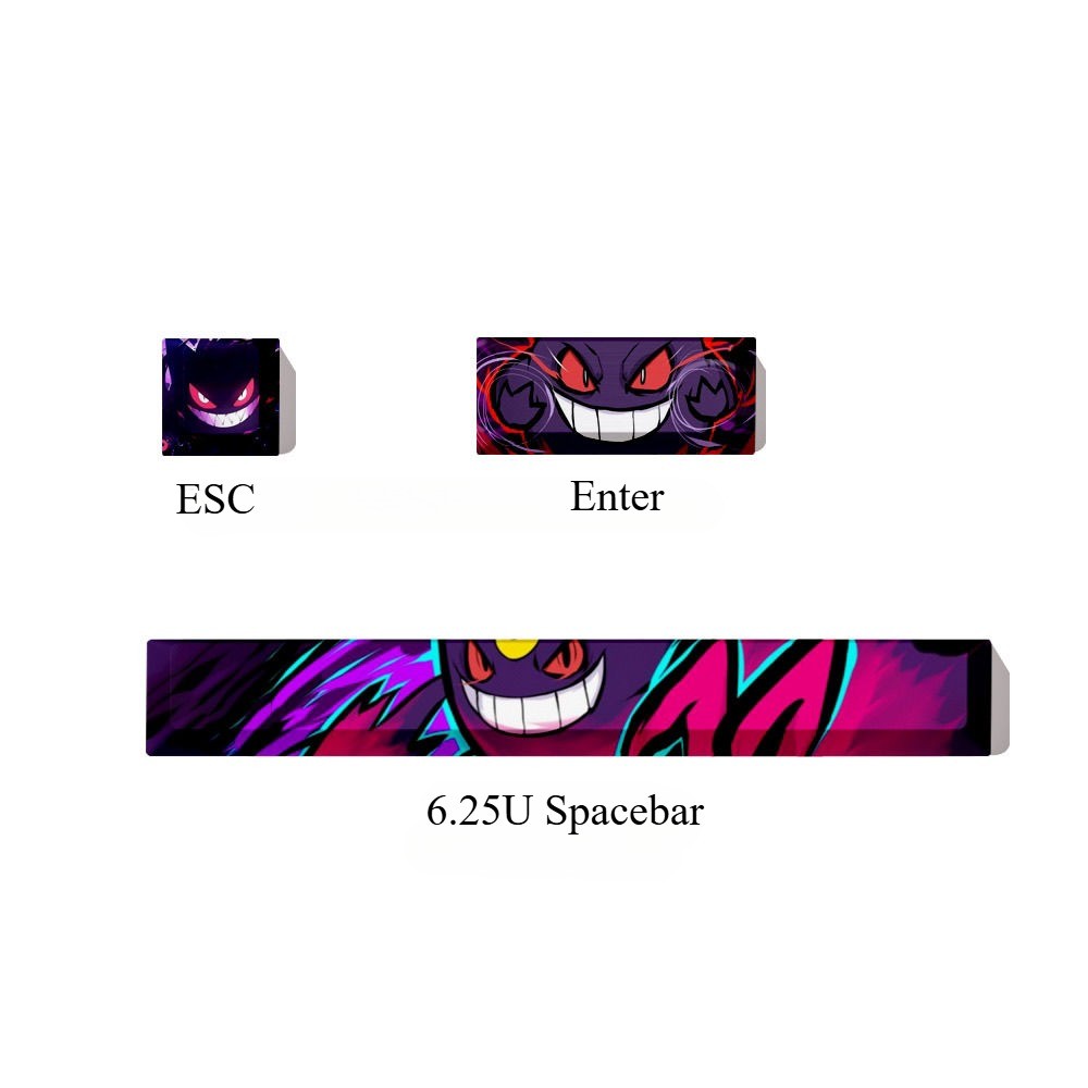 Gengar Keycaps Cherry Profile PBT Dye Sublimation Keycaps ESC Enter 6 ...