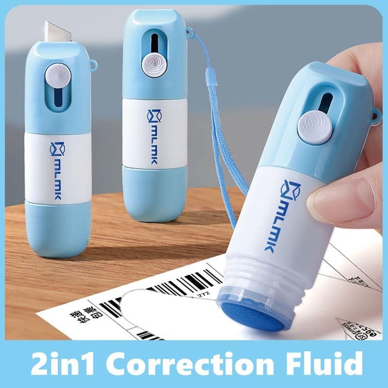 Paper Correction Fluid 2 in 1 Thermal Paper Eraser & Box Cutter, Liquid ...