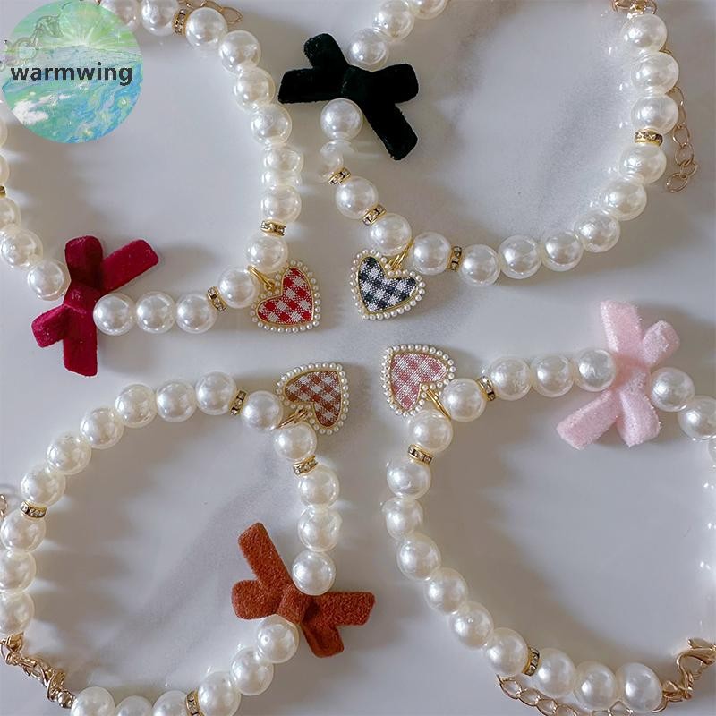 Warmwing Pet Collar Kitten Dog Love Pearl Necklace Vintage High Quality Bow PH | Shopee Philippines