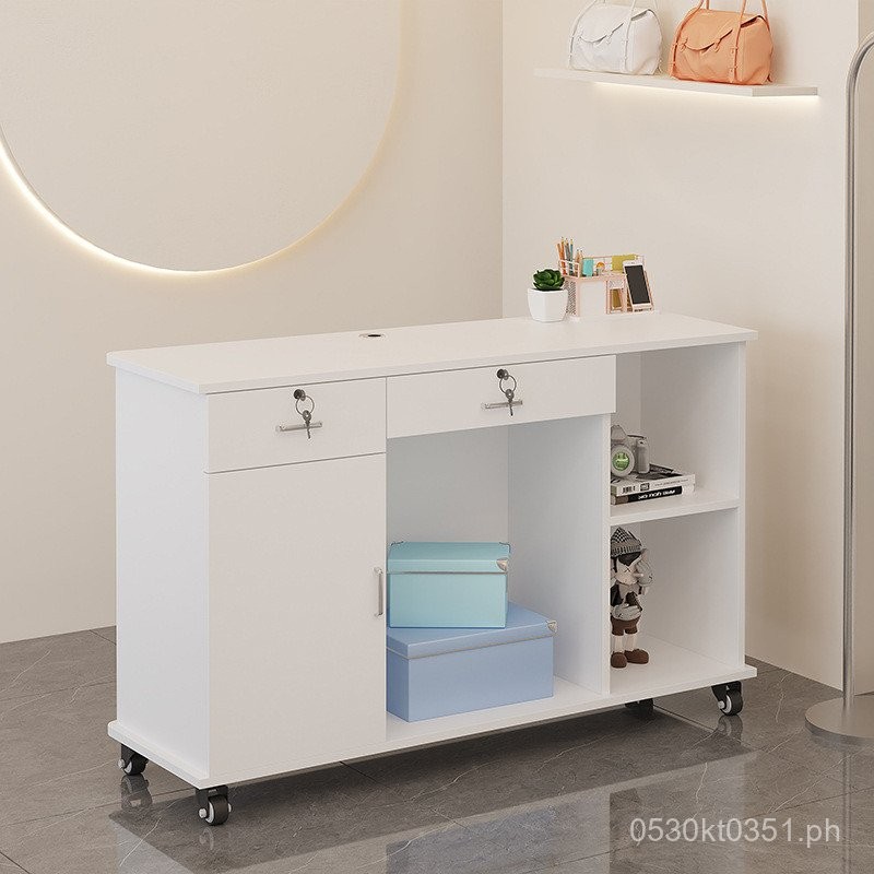 Minimalist Clothing Store Counter with Wheels, Modern Cash Register ...