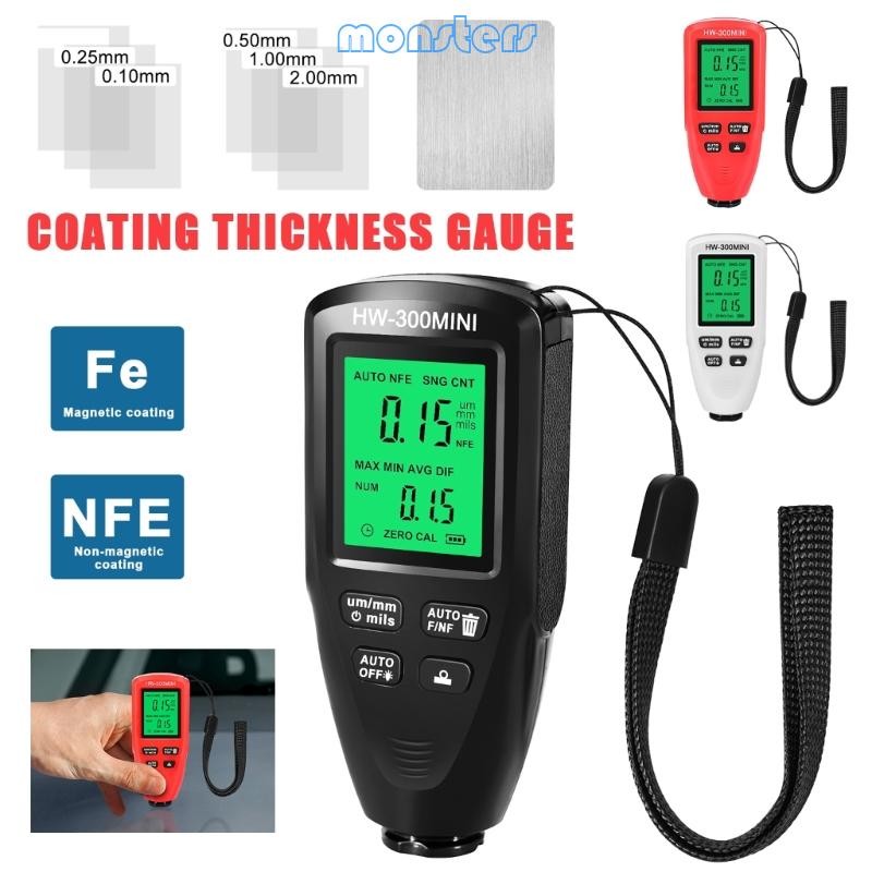Mon Paint Thickness Gauge LCD Digital Car Coating Tester Auto ...