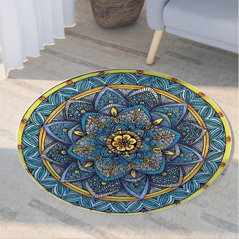 Persian Retro Round Carpet Ethnic Style Floor Mat 60 * 60cm/80 * 80cm ...