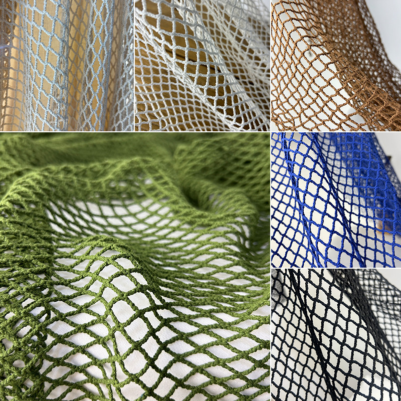 Diamond-Shaped Cotton Linen Rough Large Mesh Fabric Perspective Fishnet ...