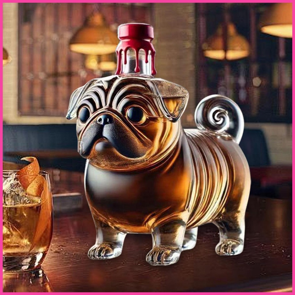 Glass Liquor Bottles Pug Shape Whiskey Bottle Transparent Liquor ...