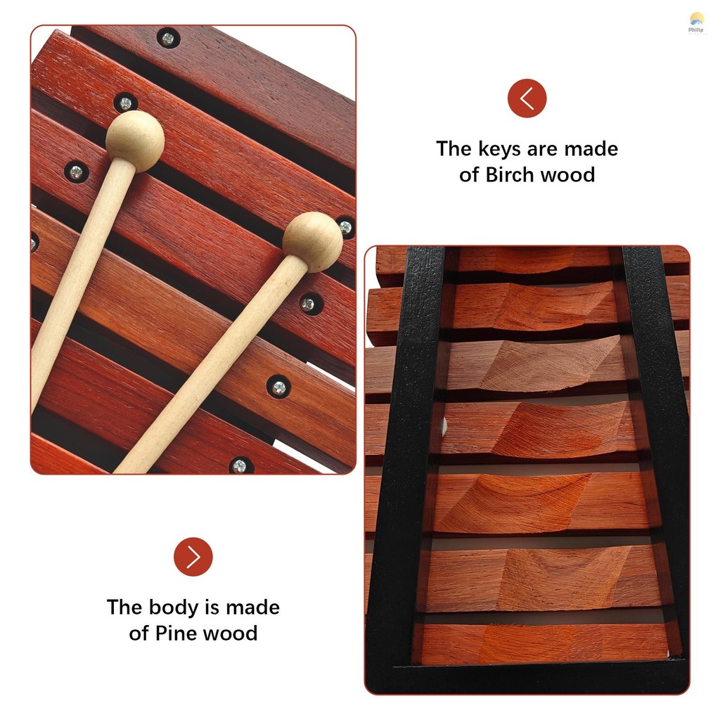 [girl] 8 Notes Wooden Xylophone Musical Instrument with 2 Wooden ...