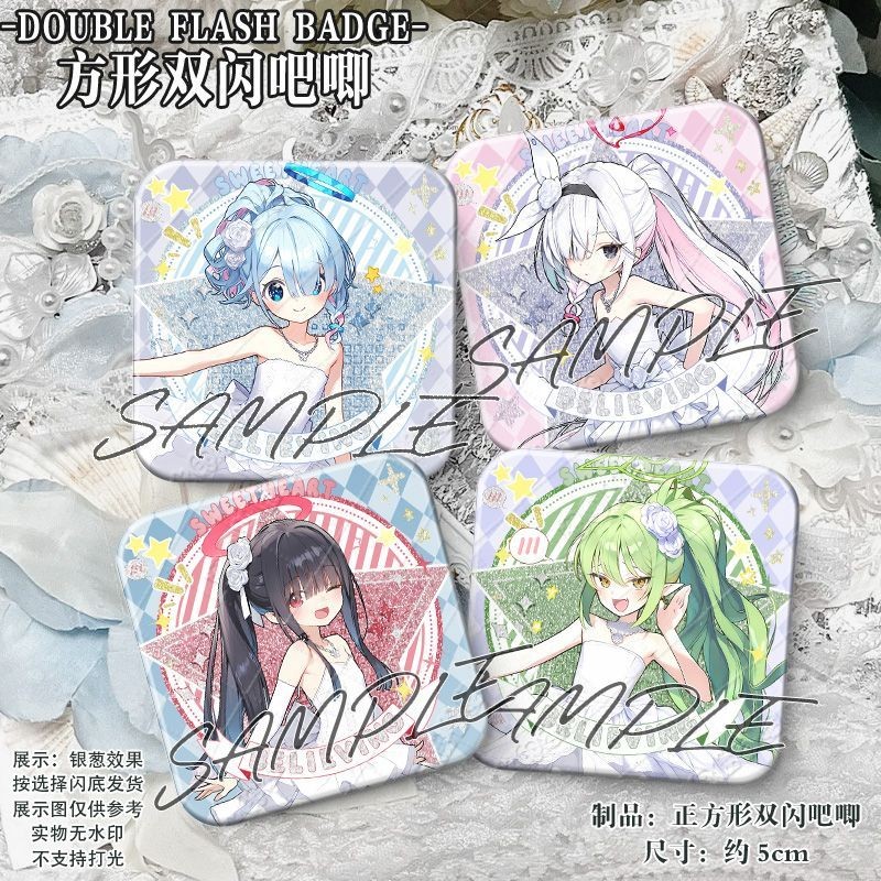 Blue Archive Shiroko Hoshino Natsuhi Twins Bridal Series Glitter Badge ...