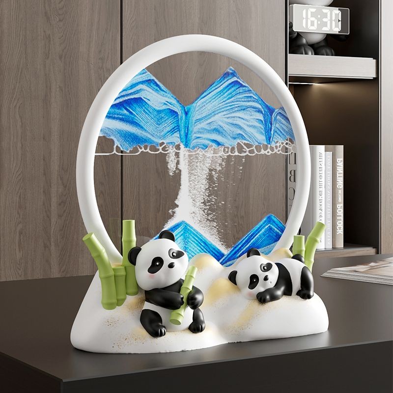 Panda quicksand painting hourglass ornaments home living roo熊猫流沙画沙漏摆件家居 ...
